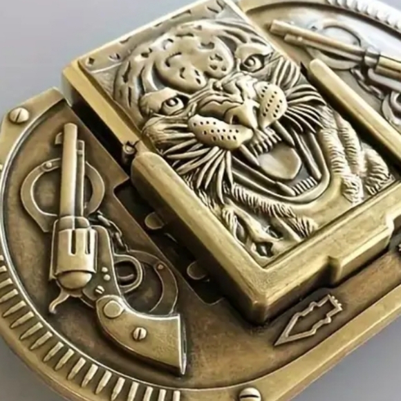 Accessories | New Silver Or Gold Tiger Revolver Pistol Lighter Belt ...